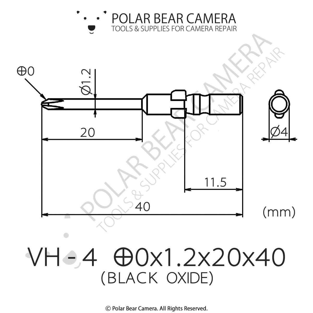 OHMI VH-4 #0x1.2x20x40 BLACK (Japan) JCIS JIS Screwdriver Bit – Polar ...
