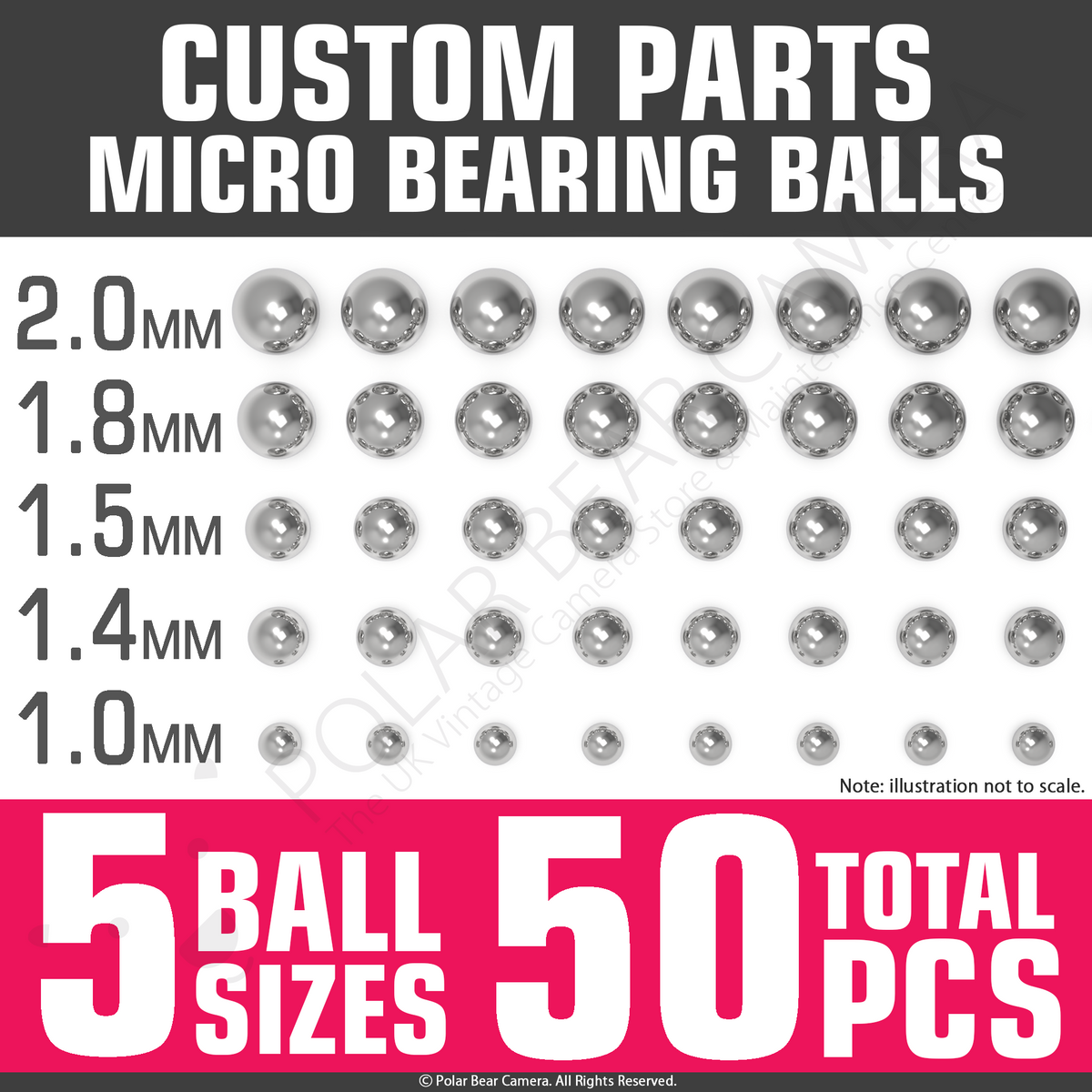 Micro Bearing Balls SET D 1mm 1.4mm 1.5mm 1.8mm 2mm 50 Pieces Bundle S ...