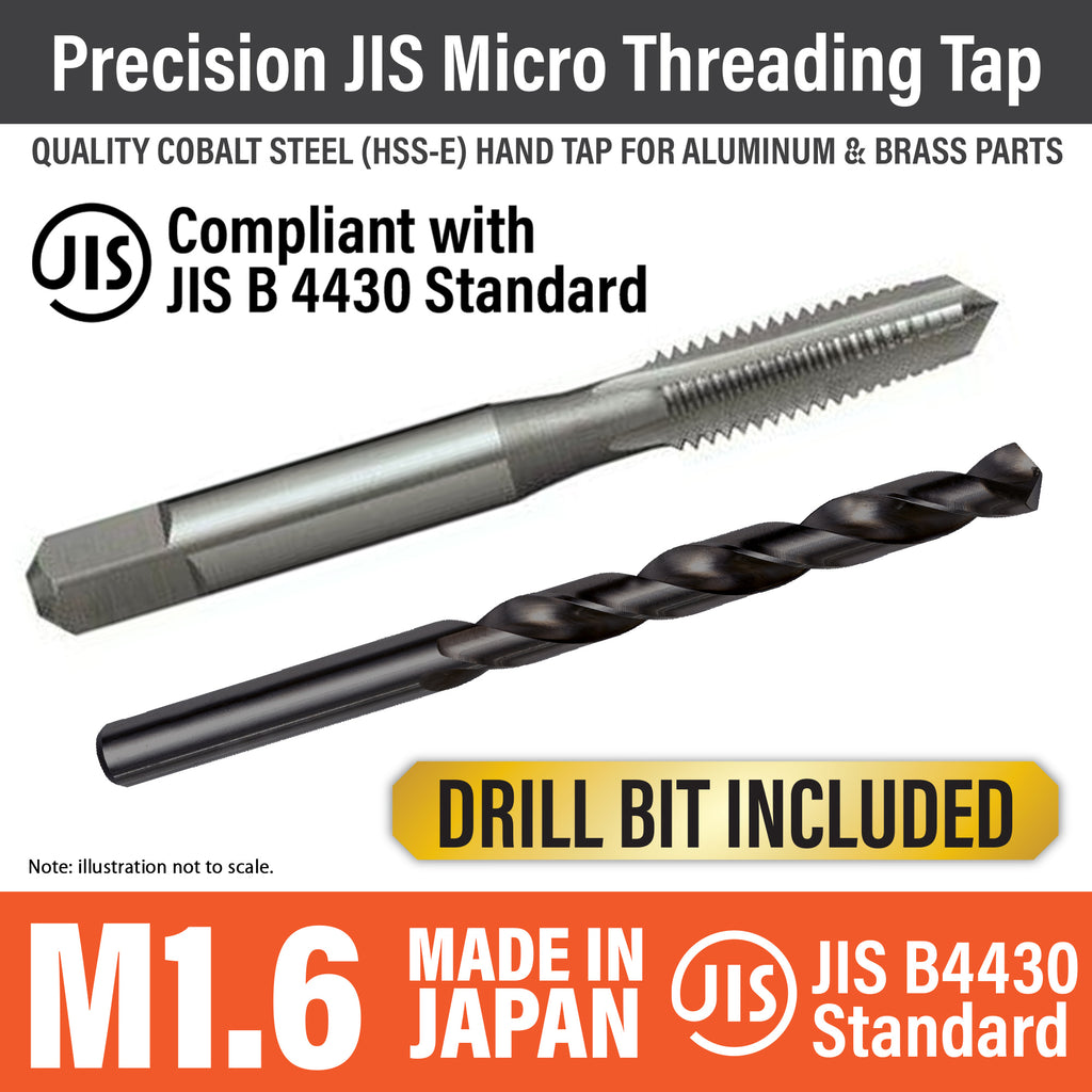 Precision JIS HSS-E Tap & Drill Set M1.6 x 0.35mm MADE IN JAPAN – Polar ...