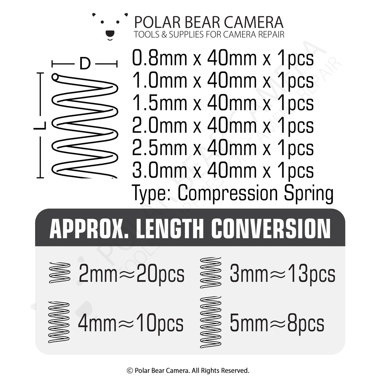 Cuttable Micro Compression Spring SET A 0.8mm 1.0mm 1.5mm 2.0mm 2.5mm ...